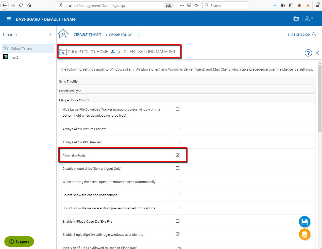 How To Enable Shortcuts On The Windows Client Gladinet
